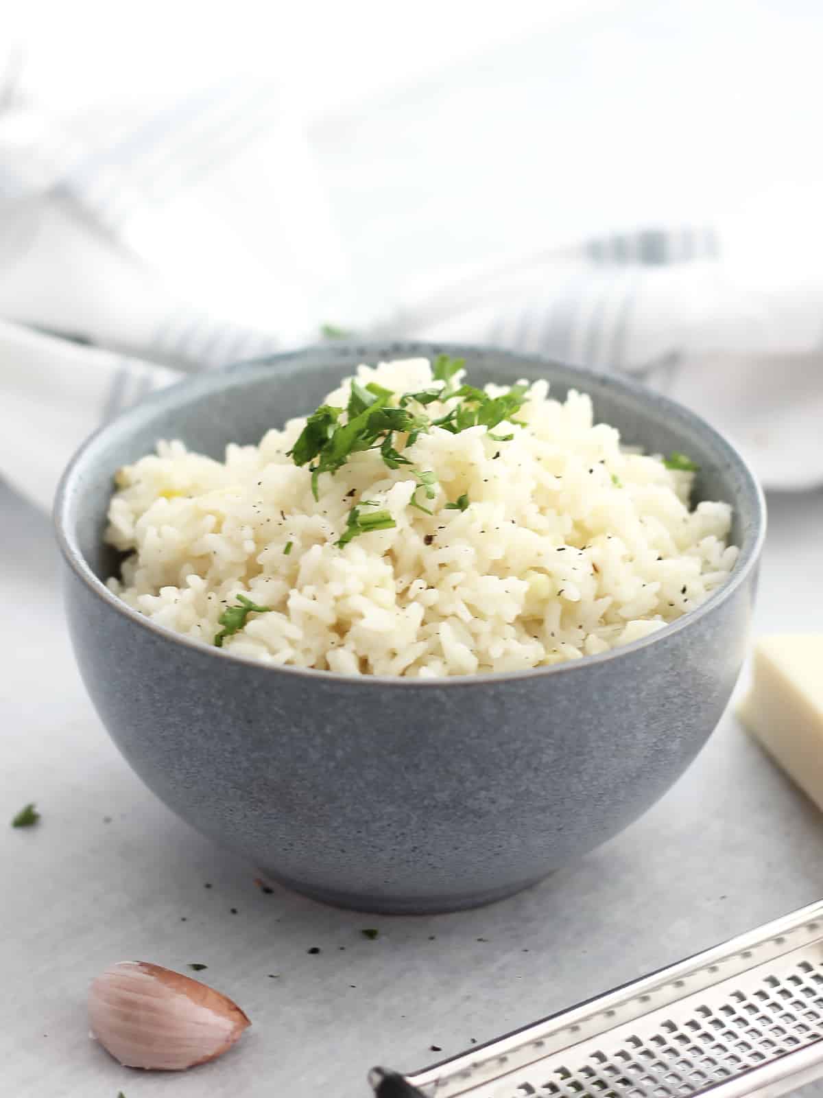 Garlic Parmesan Rice - Bite On The Side