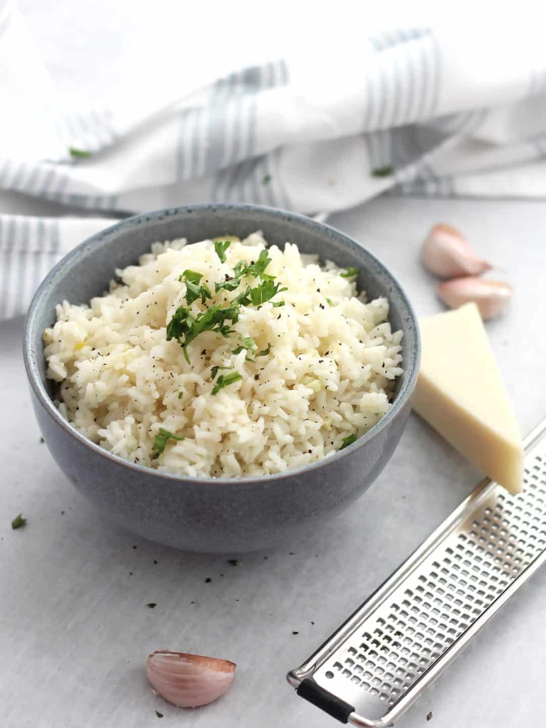 Garlic Parmesan Rice - Bite On The Side
