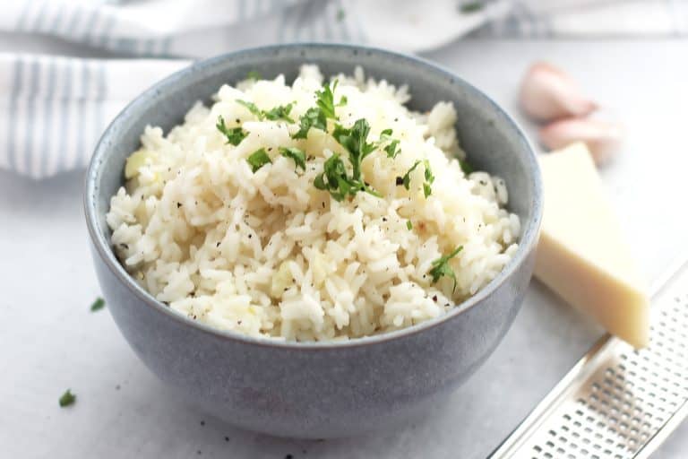 Garlic Parmesan Rice - Bite On The Side