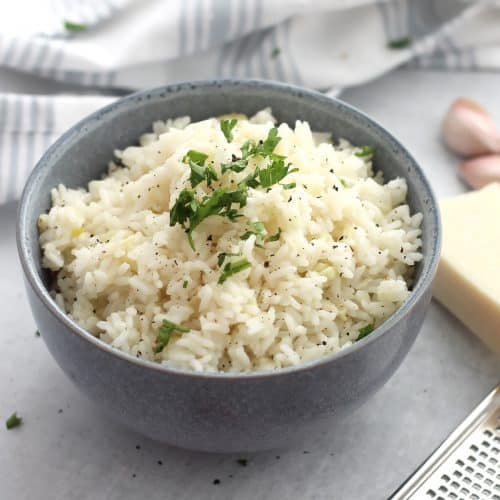 Garlic Parmesan Rice - Bite On The Side