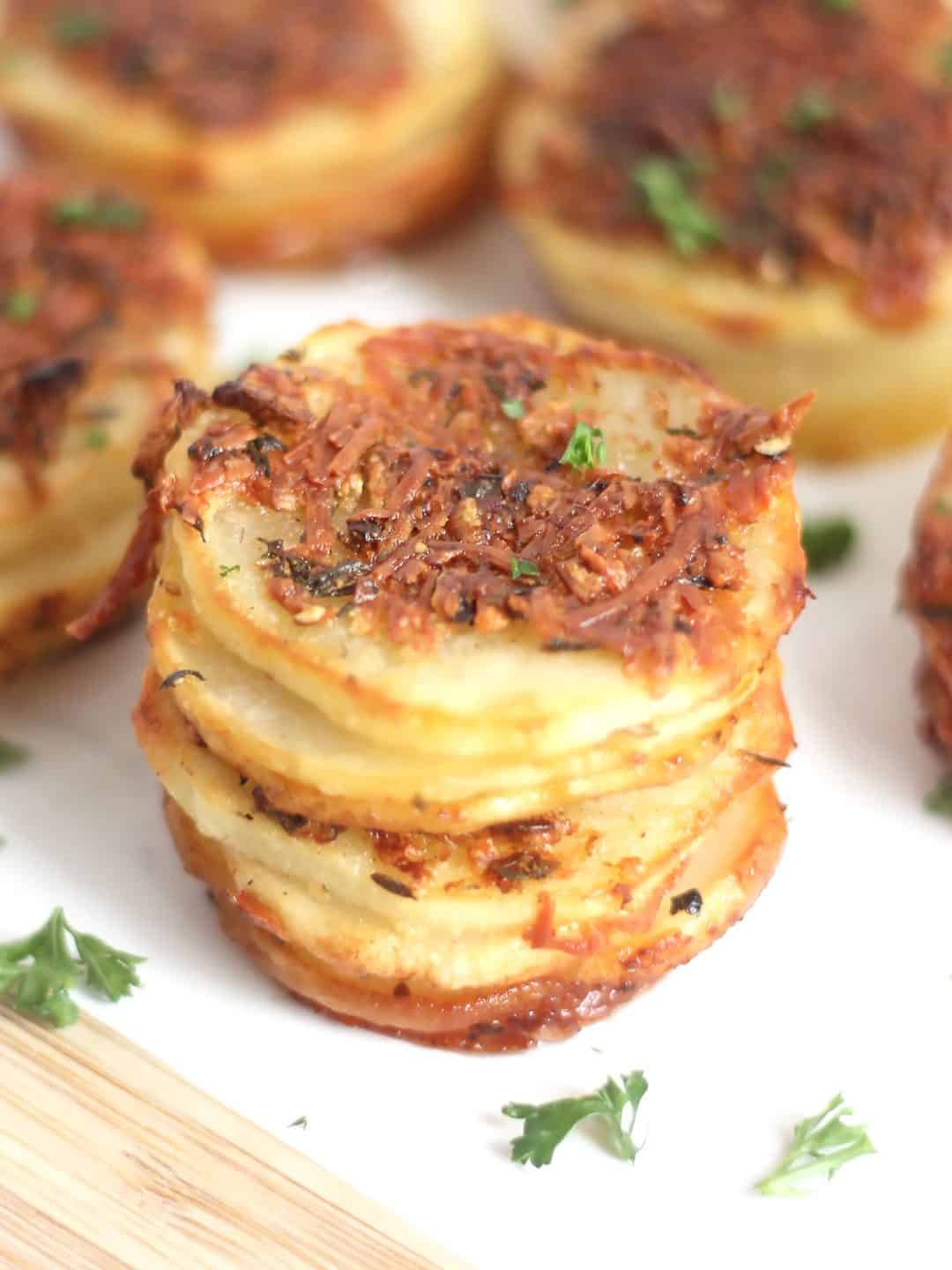 Garlic Parmesan Potato Stacks - Bite On The Side