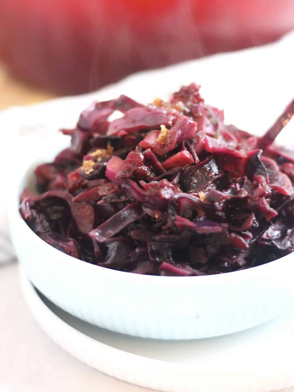 Braised Red Cabbage with Apples and Balsamic - Bite On The Side