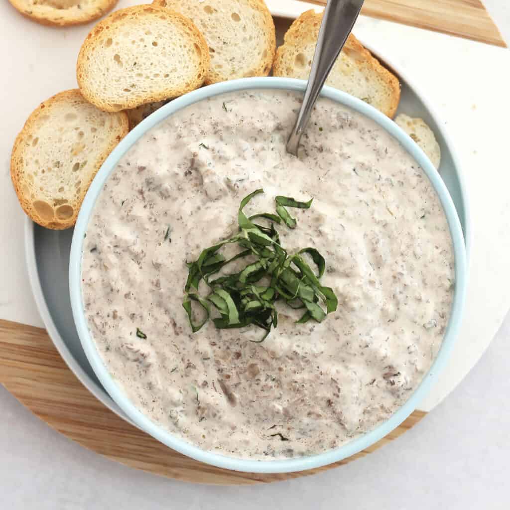 Creamy Garlic Mushroom Dip - Bite On The Side