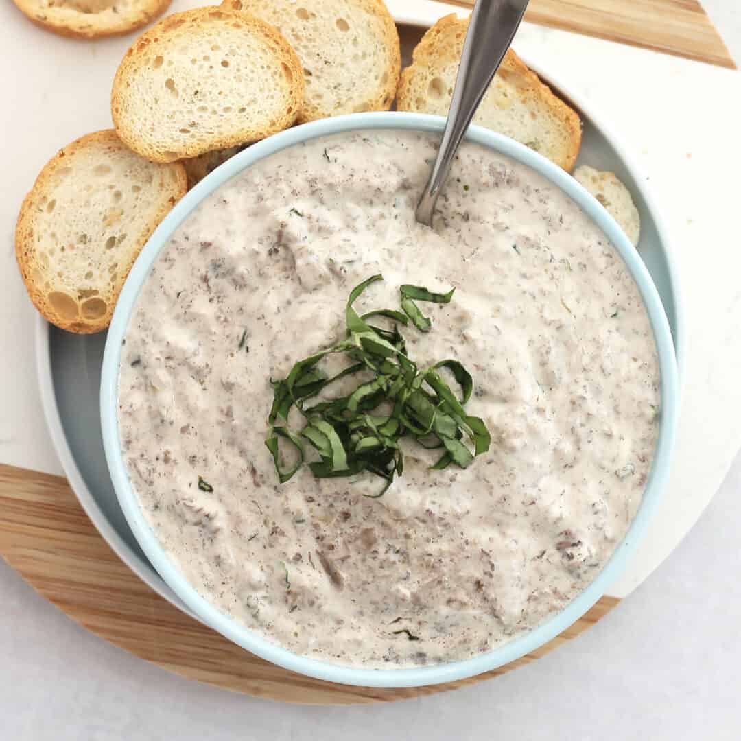 Creamy Garlic Mushroom Dip - Bite On The Side