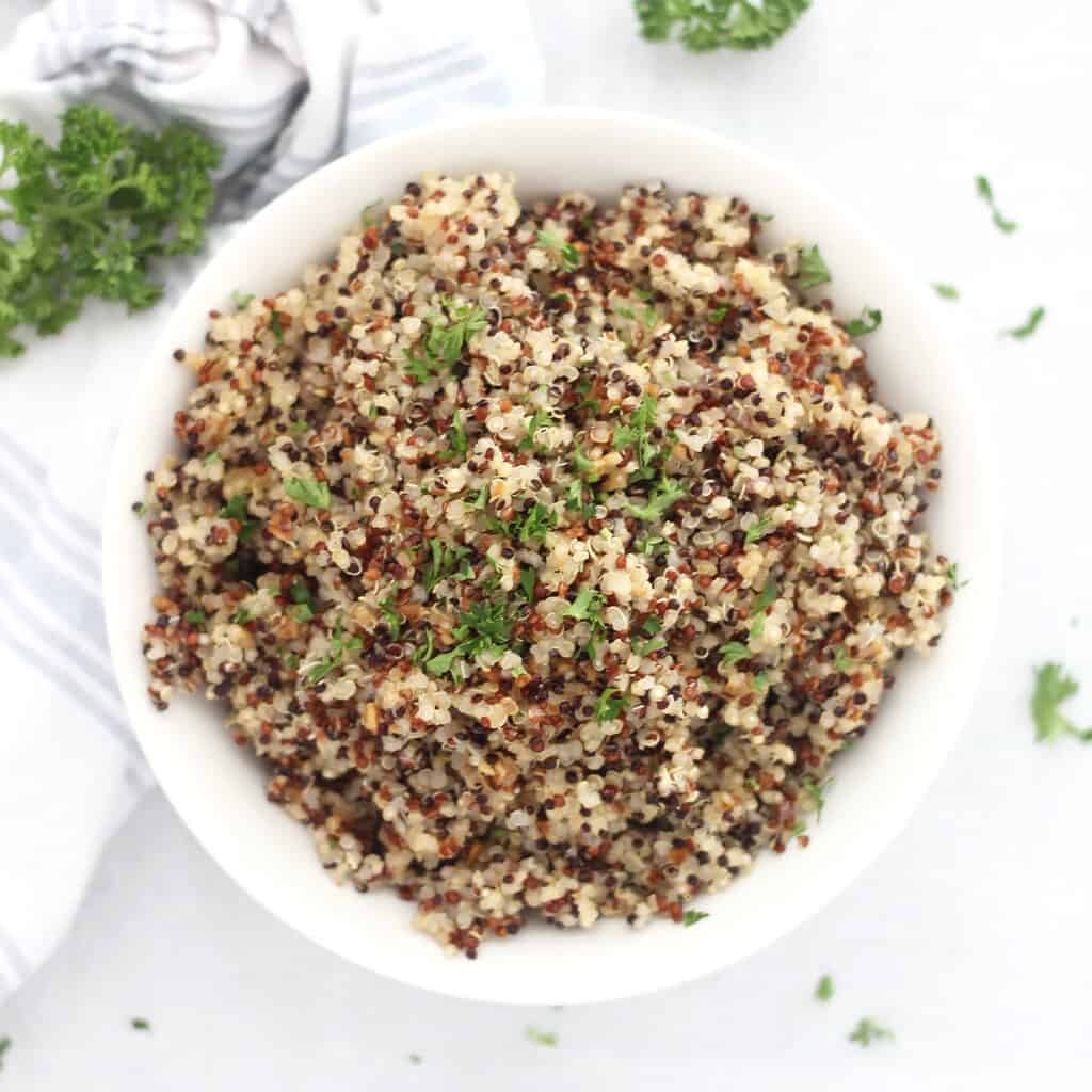 Garlic Tri-Color Quinoa Recipe - Bite On The Side