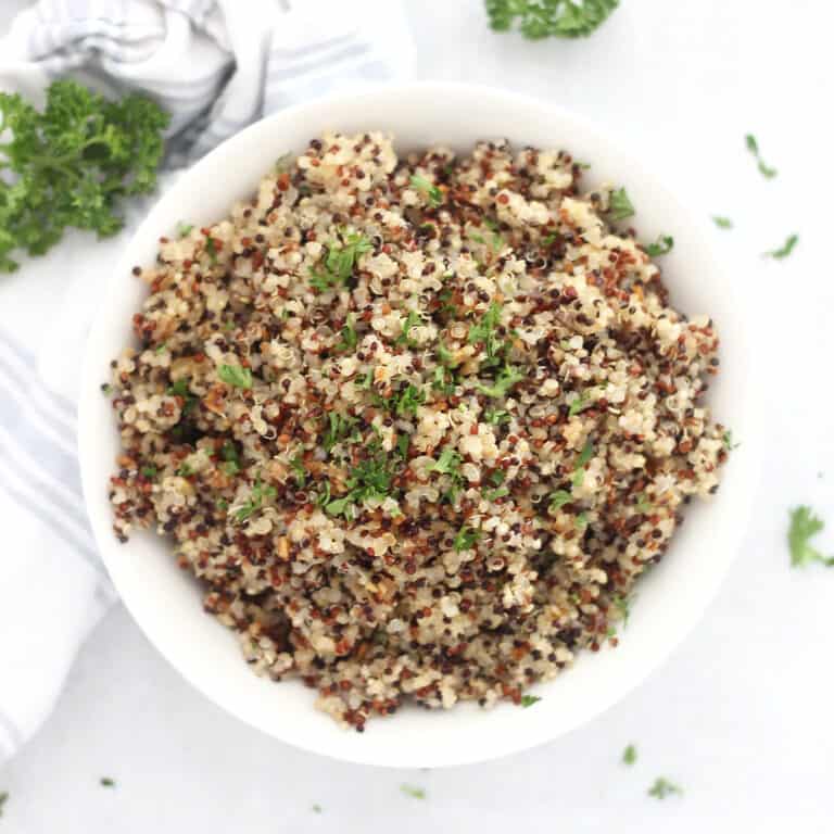 Garlic Tri-Color Quinoa Recipe - Bite On The Side