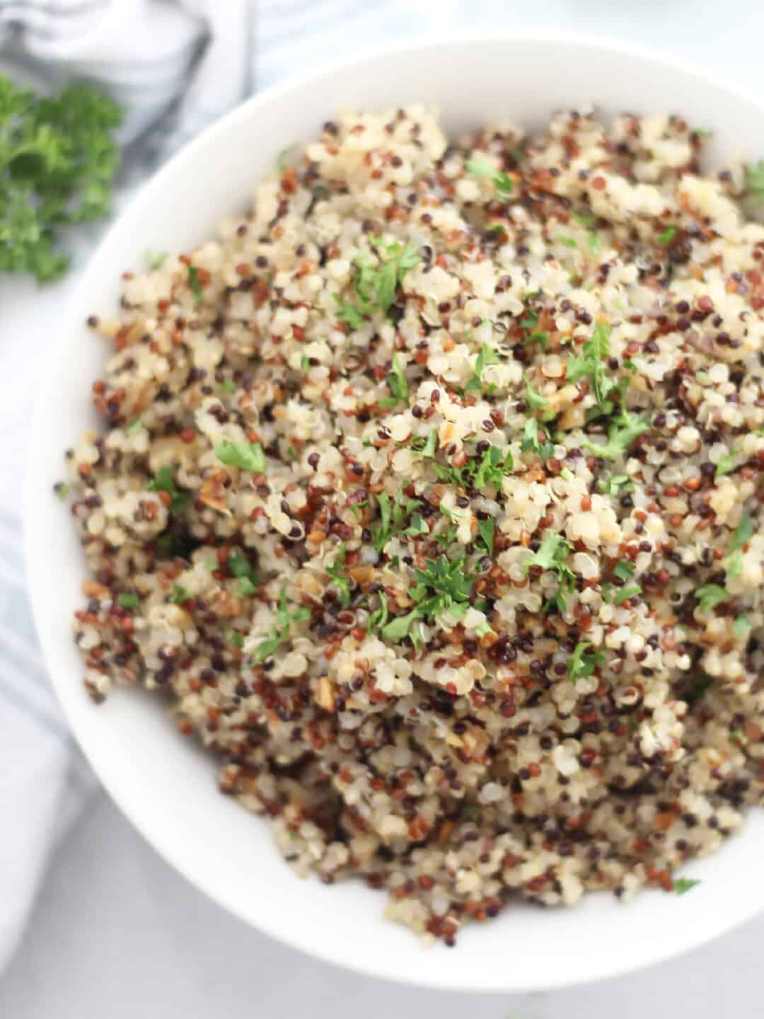 Garlic Tri-Color Quinoa Recipe - Bite On The Side