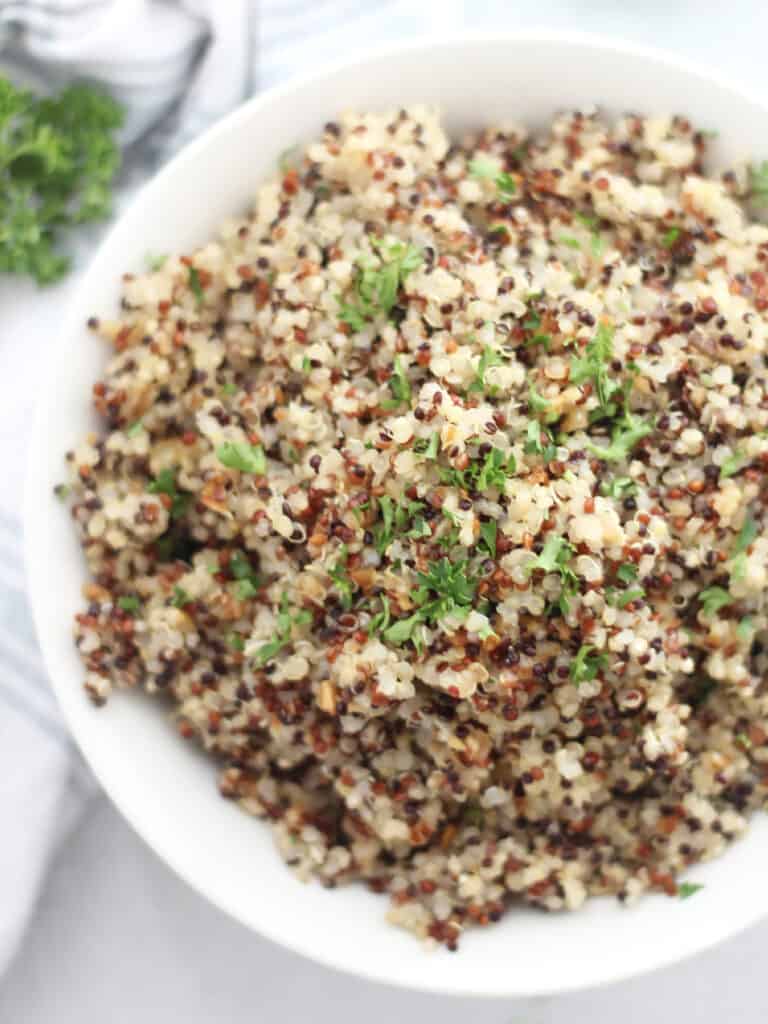 Garlic Tri-Color Quinoa Recipe - Bite On The Side