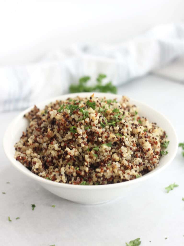 Garlic Tri-Color Quinoa Recipe - Bite On The Side
