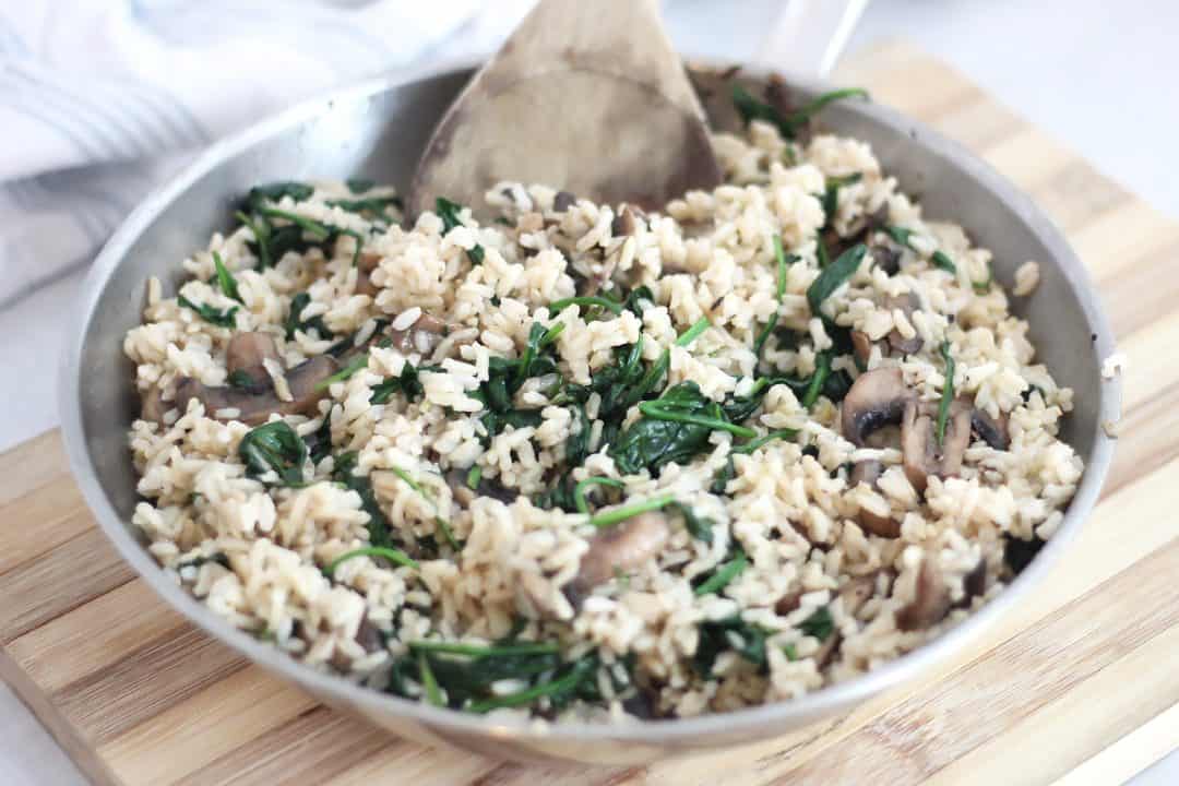 Spinach Mushroom Rice - Bite On The Side
