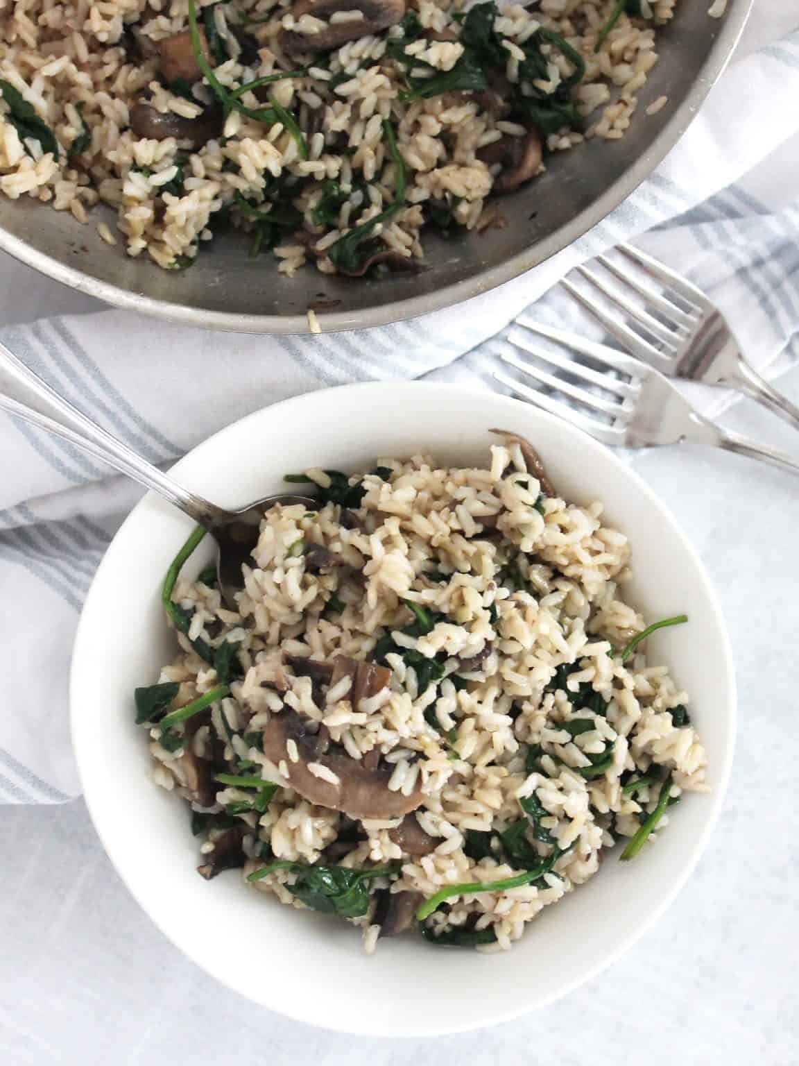 Spinach Mushroom Rice - Bite On The Side