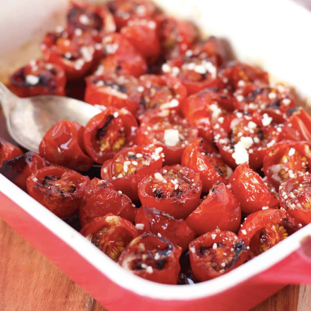Air Fryer Roasted Cherry Tomatoes with Balsamic - Bite On The Side