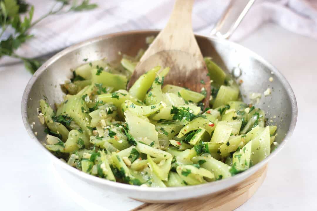 Sautéed Celery with Onions and Garlic - Bite On The Side