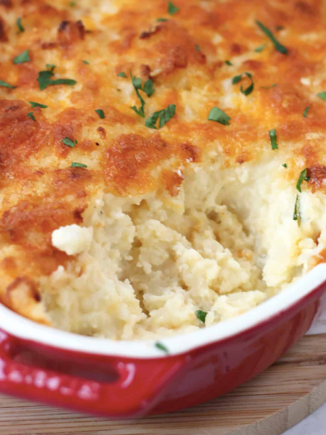 Cheesy Twice Baked Mashed Potato Casserole - Bite On The Side