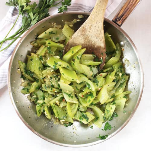 Sautéed Celery with Onions and Garlic - Bite On The Side
