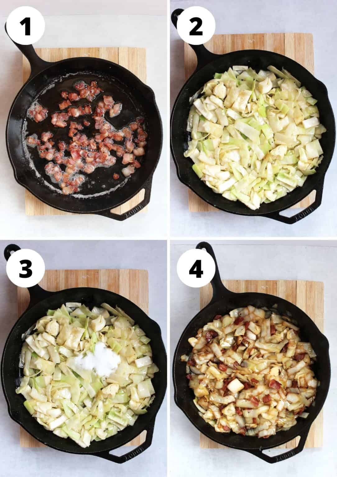 German Fried Cabbage with Bacon - Bite On The Side