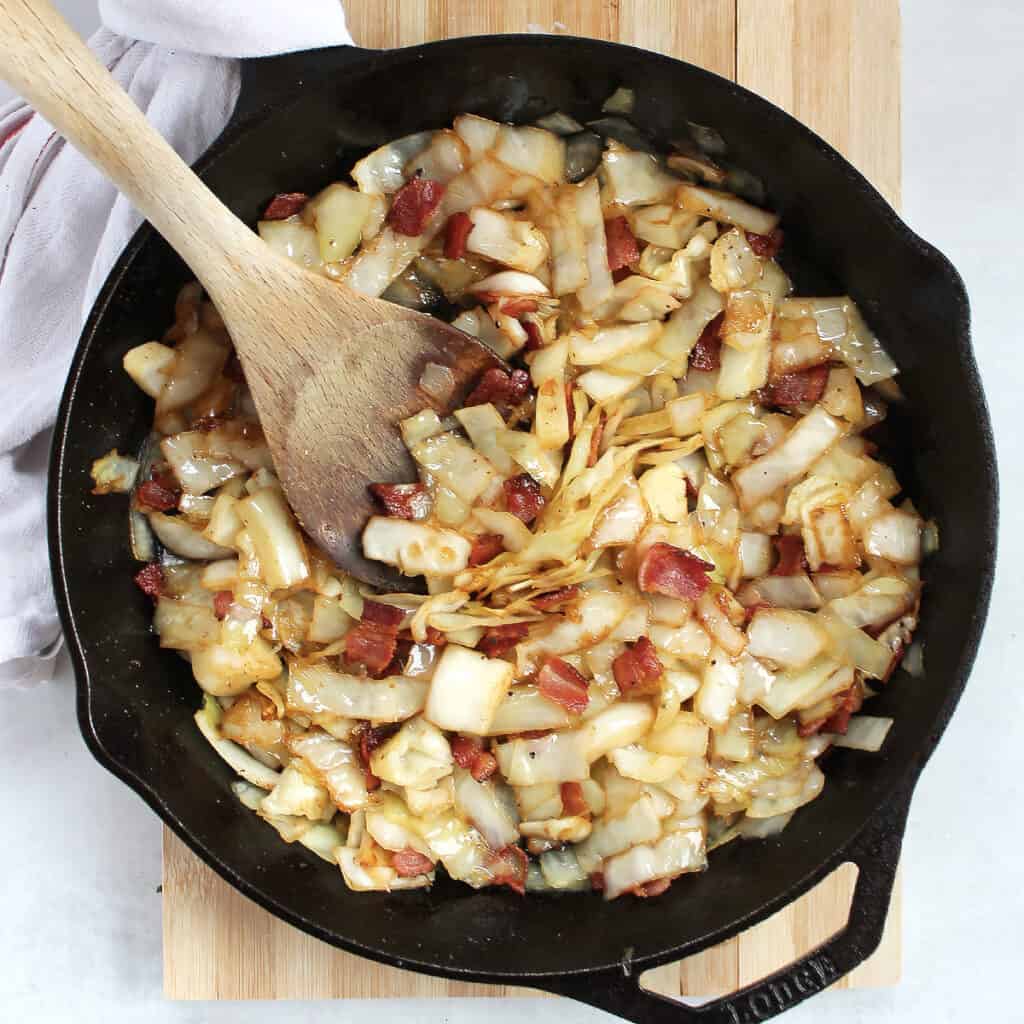German Fried Cabbage with Bacon - Bite On The Side
