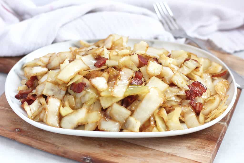 German Fried Cabbage with Bacon - Bite On The Side