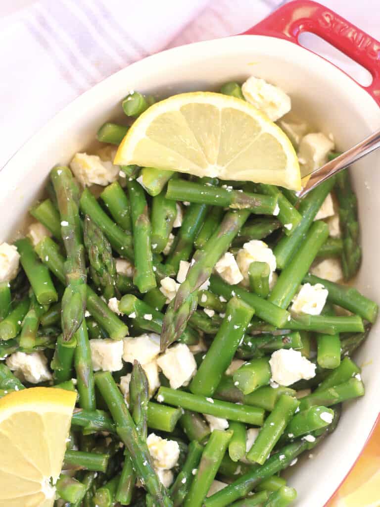 Cold Asparagus and Feta Salad with Lemon Dressing - Bite On The Side