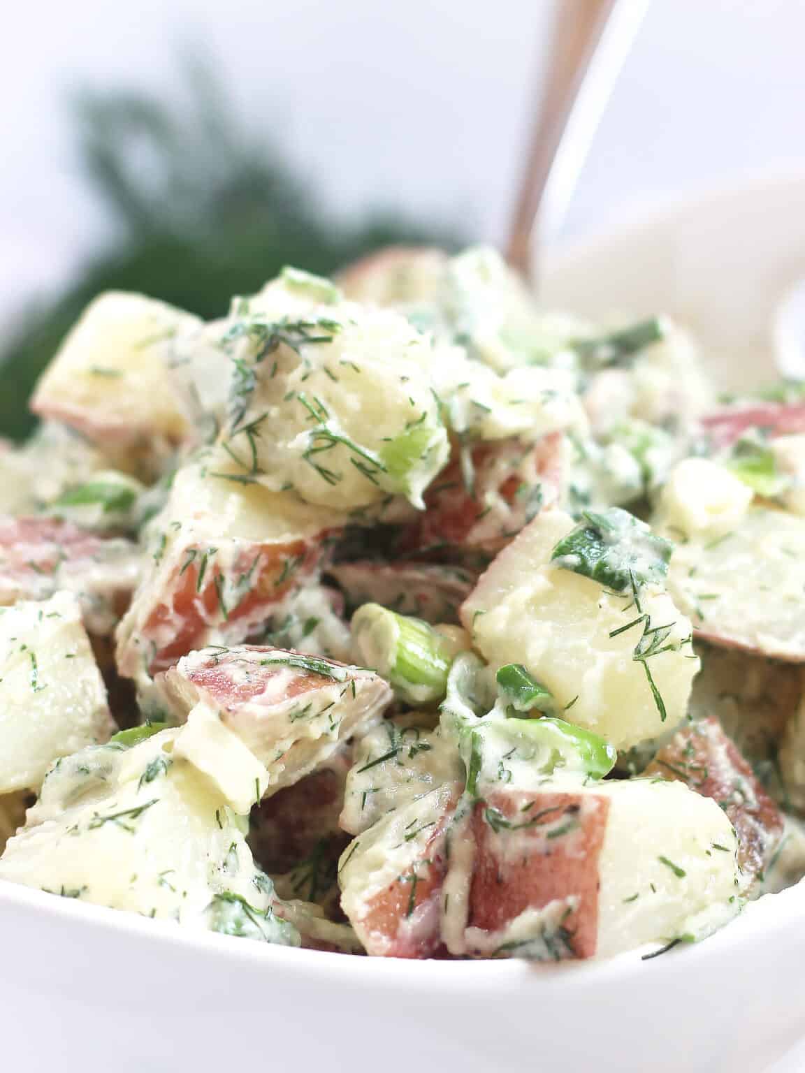 Creamy Red Skinned Potato Salad with Dill - Bite On The Side