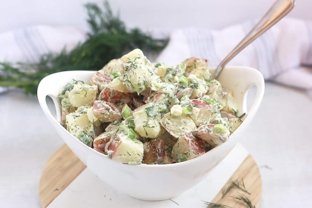 Creamy Red Skinned Potato Salad with Dill - Bite On The Side