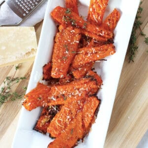 Smashed Carrots with Parmesan and Thyme - Bite On The Side